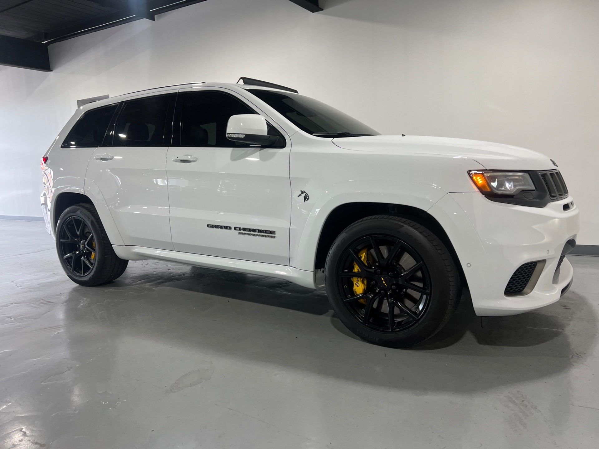 Used 2021 Bright White Clear Coat Jeep Grand Cherokee TRACKHAWK SUPERCHARGED 4X4 SUV Trackhawk ...