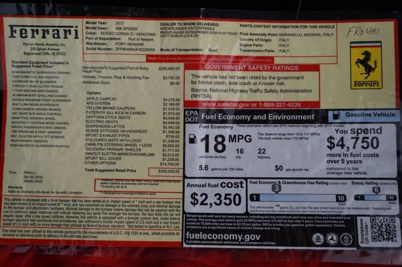 Used 2017 Red Ferrari 488 Spider Base 2dr Convertible For Sale (Sold ...
